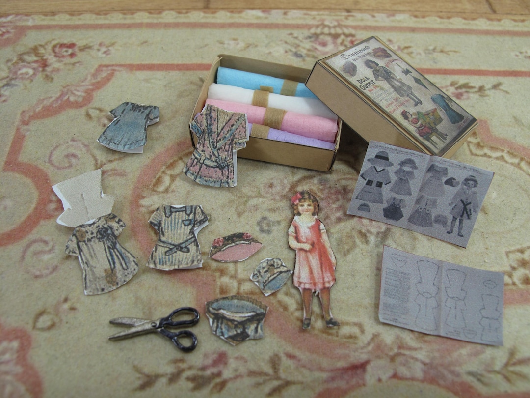 NEW 1:12 Miniature Paper Doll. German Paper Dolls Box Toy Vintage Paper ...