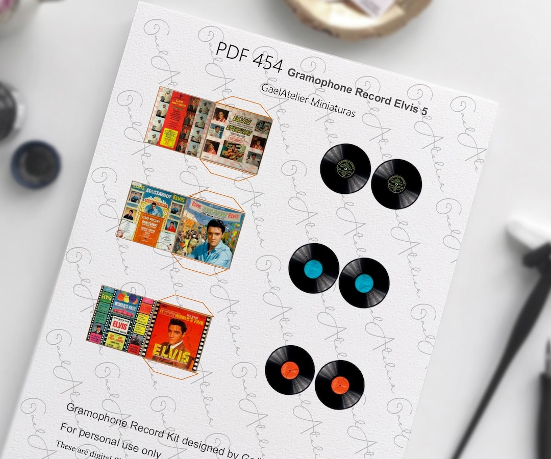 Downloadable Gramophone Record Elvis Kit Diy Set 5. Pdf Printable Elvis ...