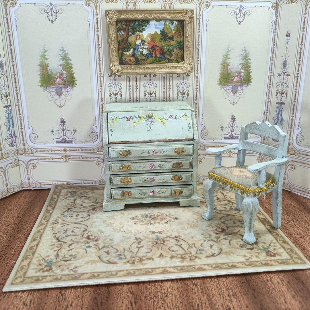 OOAK Dollhouse Miniature Shabby Chic Desk, Dollhouse Furniture ...