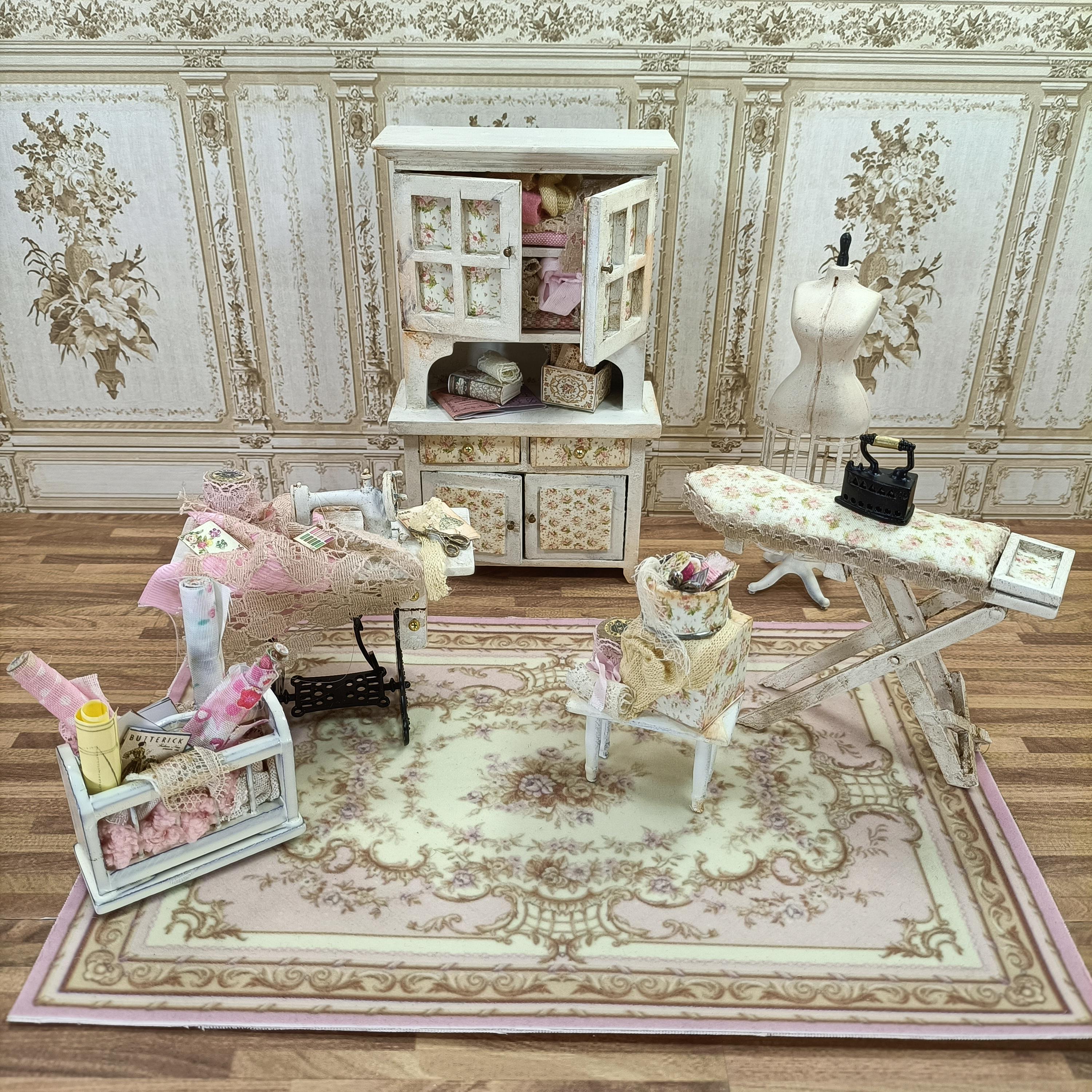 Dollhouse Sewing Furniture Display. Miniature Shop Display Fashion ...