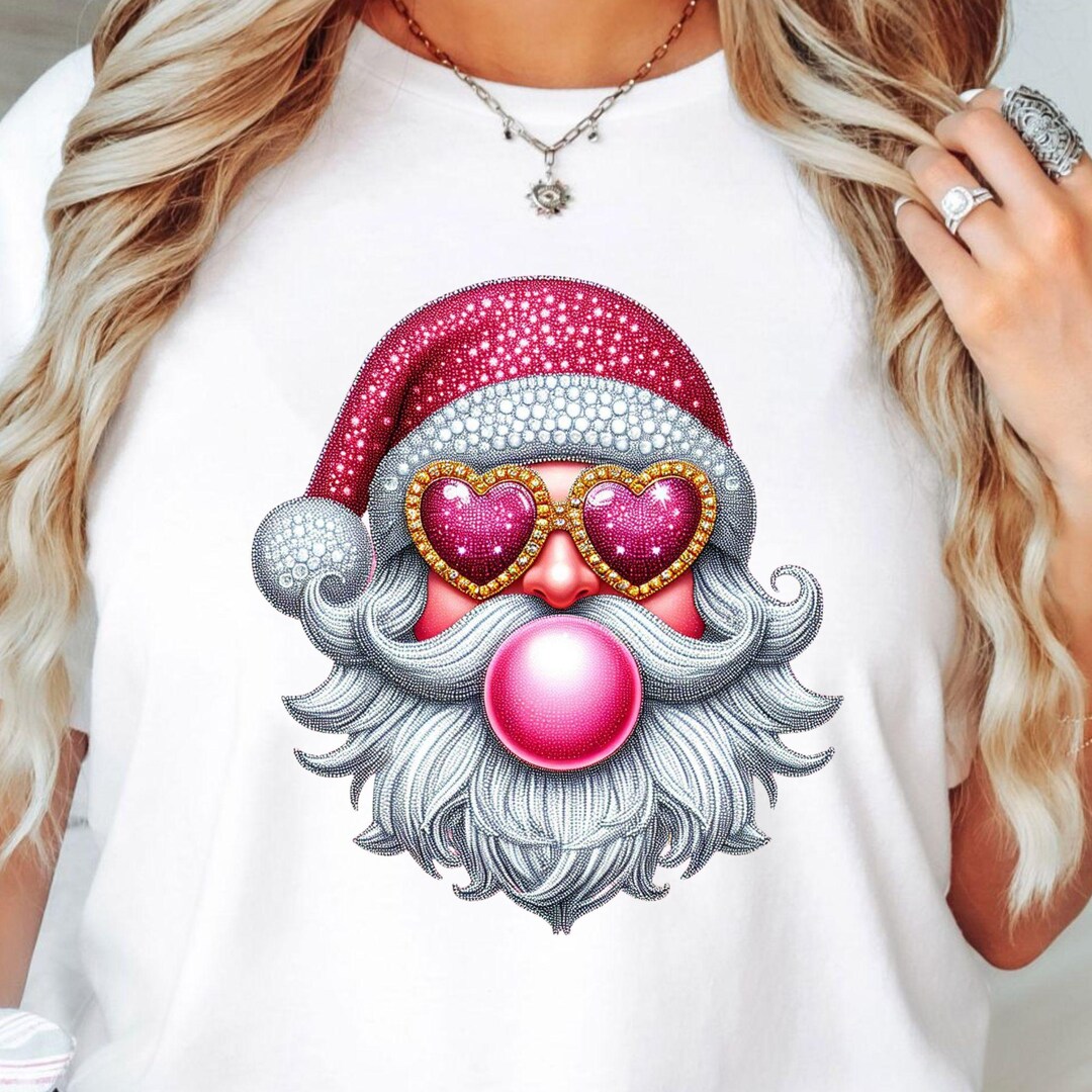 Santa Blowing Bubblegum PNG Heart Sunglasses Jeweled Blinged Out ...