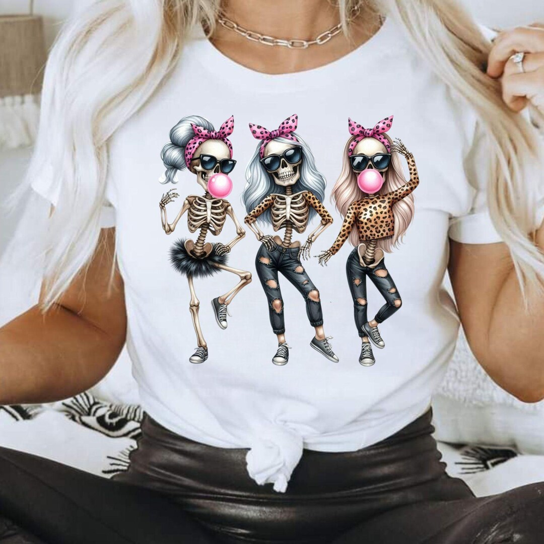 Skeleton Lovers PNG Dancing Skeleton Blowing Bubble Spooky Vibe Trendy ...