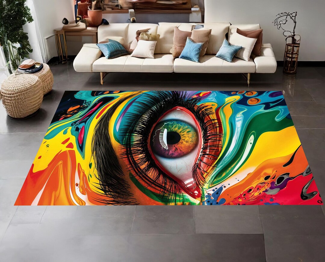 Eye Rug,eye Portrait Rug, Colorful Desing Carpet, Modern Rug, Abstract ...