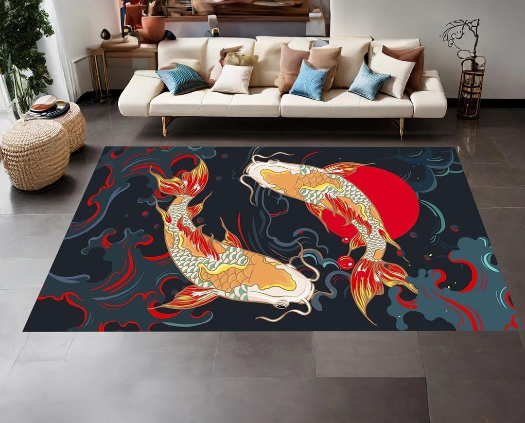 Japanese Koi Fish Rug, Japanese Rug, Koi Fish Rug, Koi Rug,fish ...