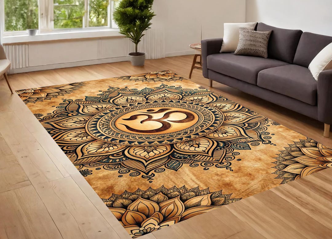 Aum (om) Symbol Rug, Colorful Desing Carpet, Yoga Rug, Spiritual Art ...
