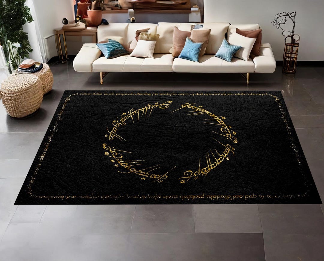 LOTR Rug, Lord of the Rings Rug, Rings Rug, Lord of the Rings, Salon ...