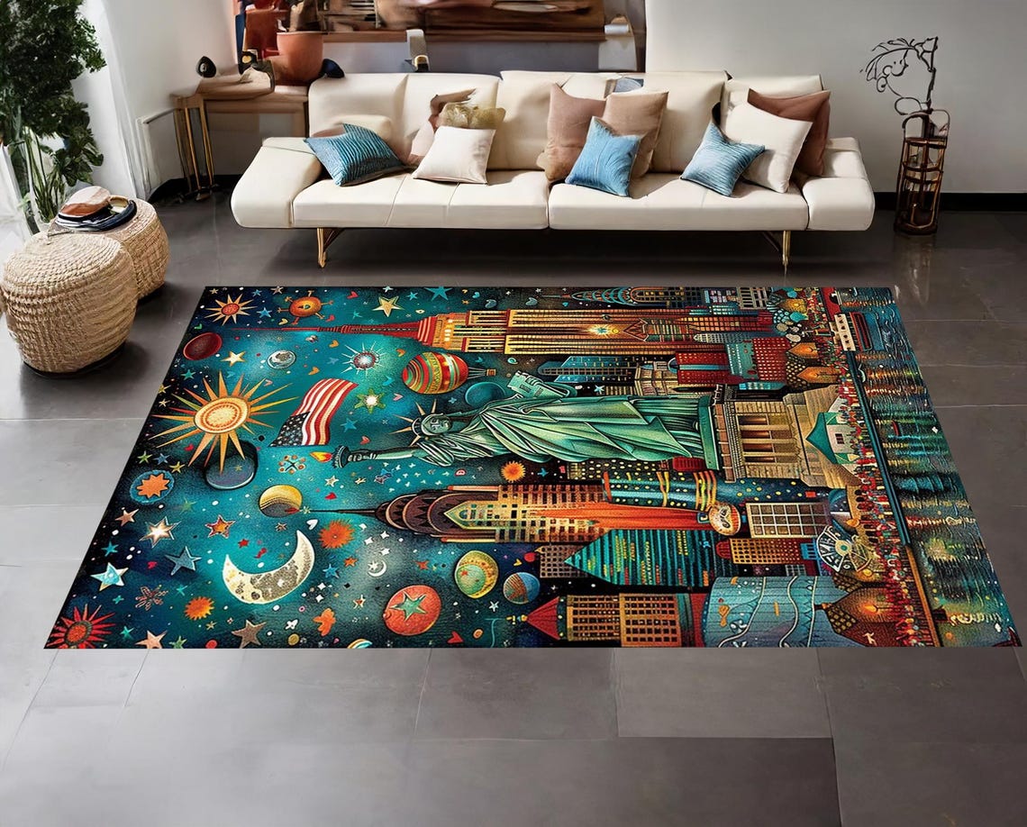 Statue of Liberty Rug, New York City Rug, City Rug, Salon Decor, Rugs ...