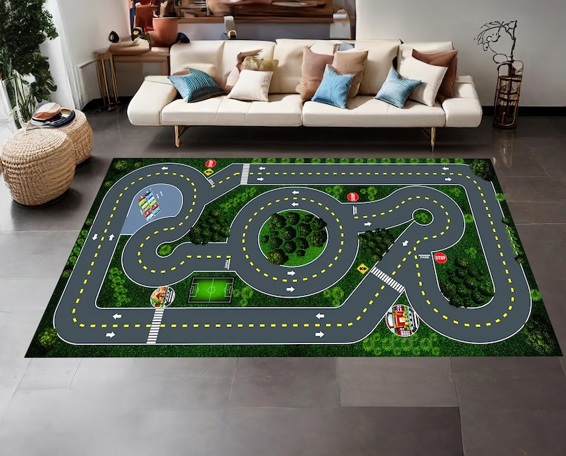 Race Track, Race Track Rug, Racing Car Rug, Rugs for Kids Room, Kids ...