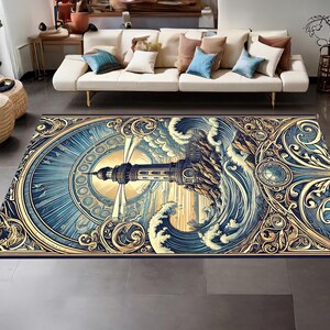 Lighthouse Rug, Modern Art Rug, Artistically Designed Rug, Kids Room ...