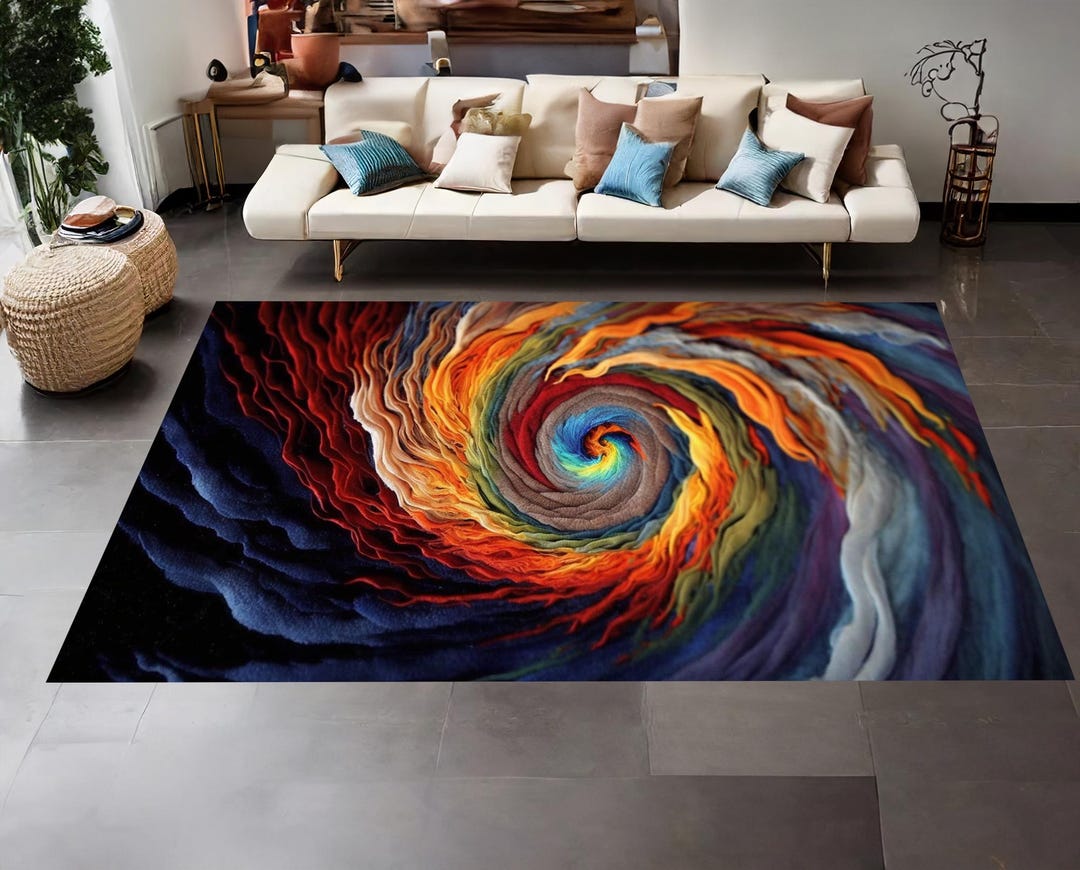 Rainbow Color Rug, Color Swirl Rug, Modern Rug, Abstract Rug, Salon ...