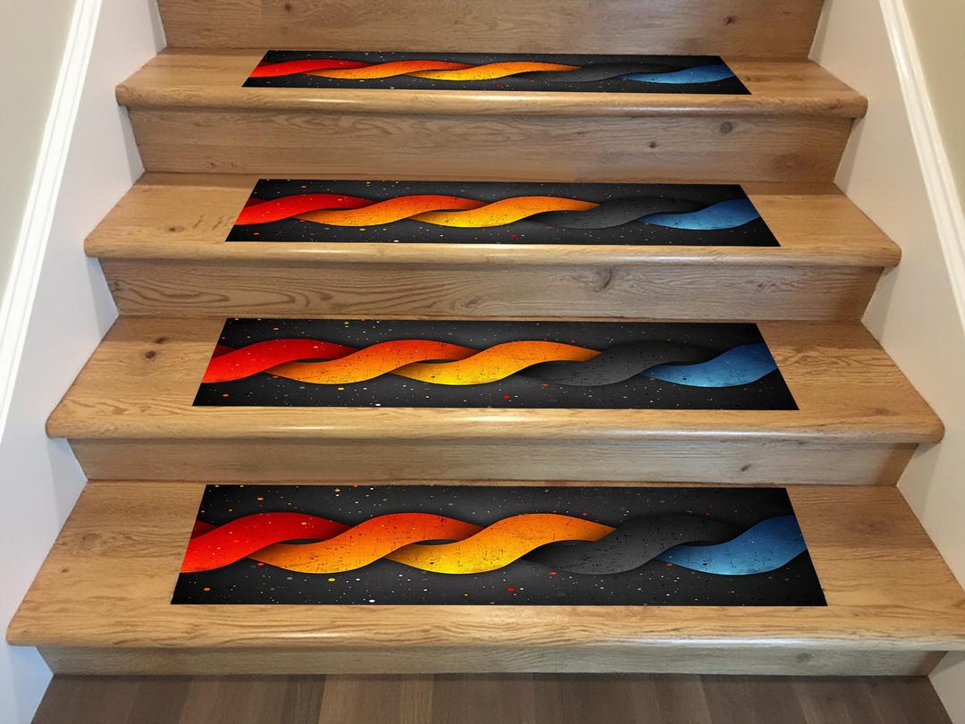 Spiral Stair Rug, Colorful Spiral Treads Rug, Vintage Stair Rug ...
