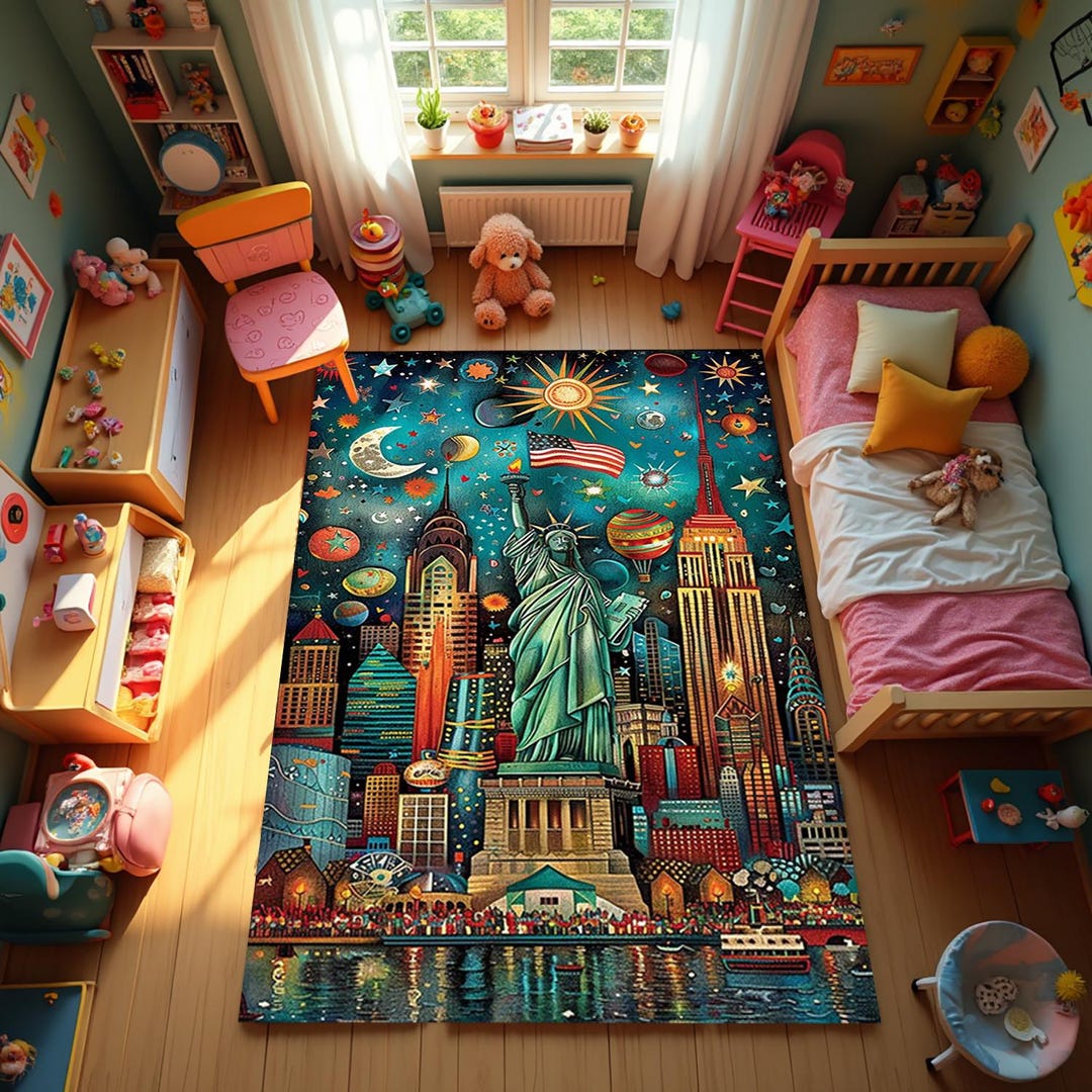 Statue of Liberty Rug, New York City Rug, City Rug, Salon Decor, Rugs ...
