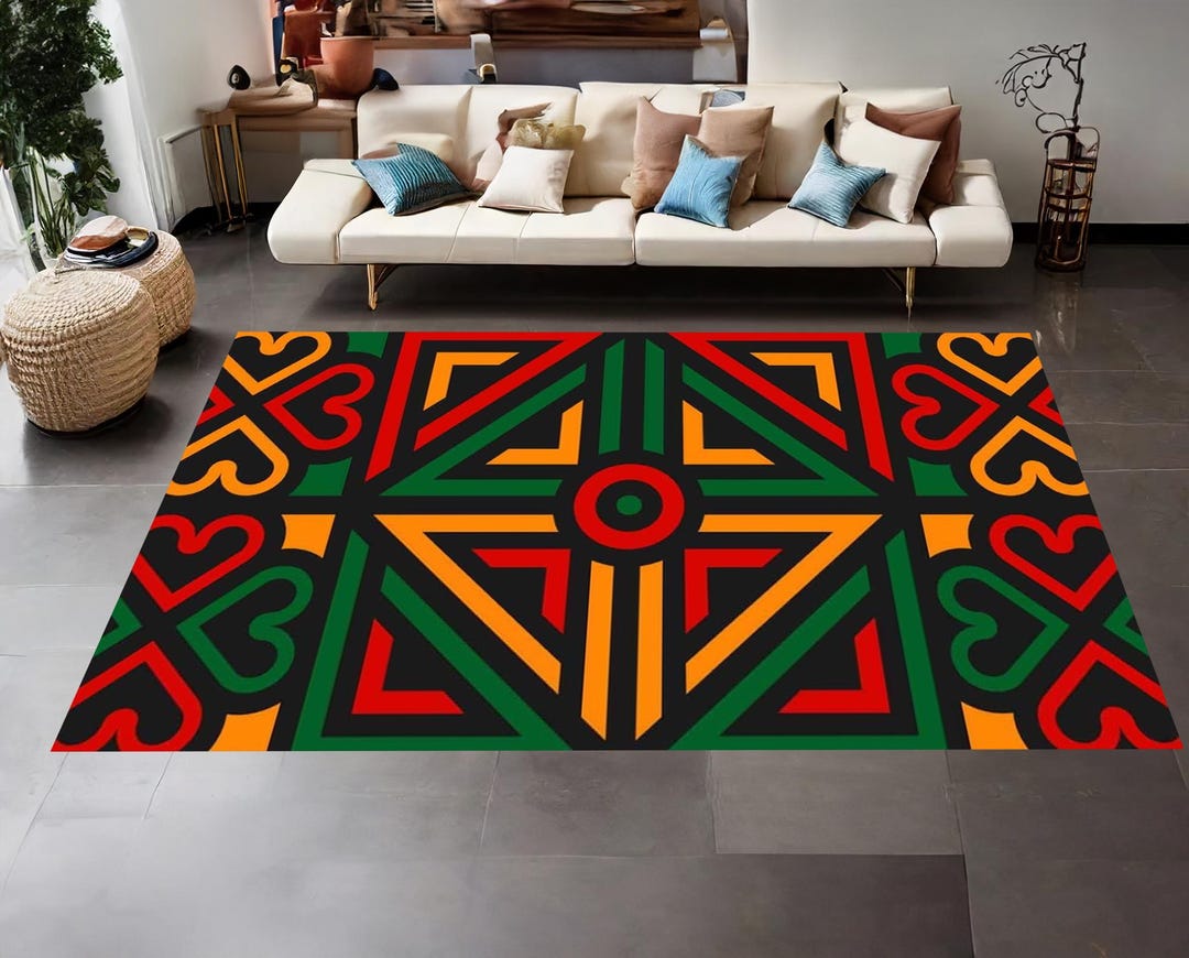 African Themed Rug, African Rug, African Bohemian Style Area Rug ...