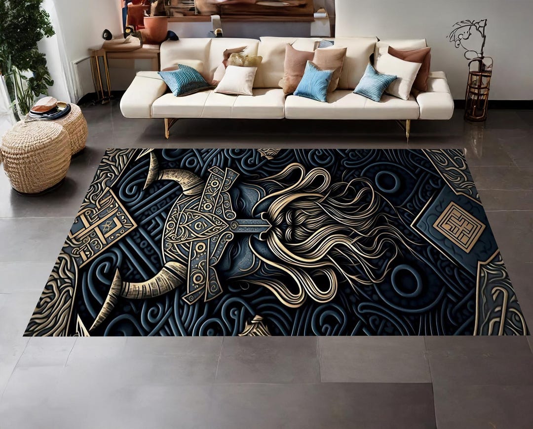 Viking Decor Rug, Scandinavian Rug, Norse Mythology Rug, Viking ...