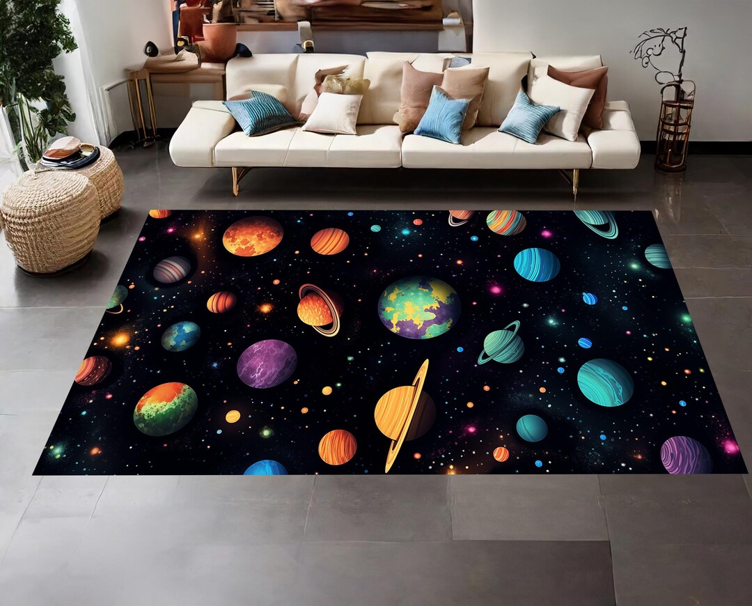 Solar System Rug, Galaxy Area Rug, Astronomy Home Decor, Rugs for Kids ...