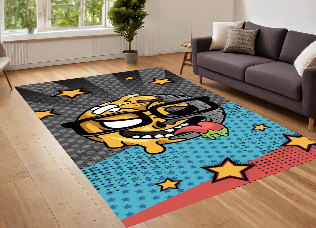 Zombie Emoji Rug, Emoji Rug, Grafiti Rug, Zombie Rug, Emoji Patterned ...