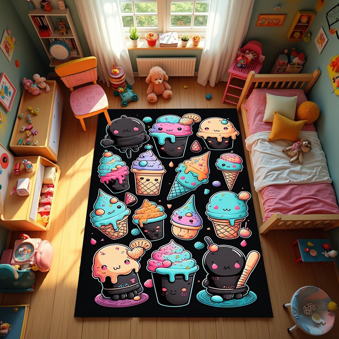 İce Cream Rug, Cute İce Cream Rug, Kids Room Rug, Colorful Kids Rug ...