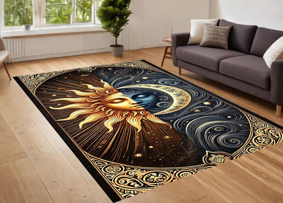 Sun- Moon Rug, Artistically Designed Rug, Modern Rug, Abstract Rug ...