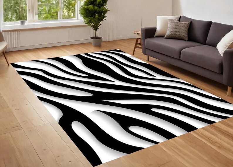 Zebra Rug, Zebra Pattern Rug, Zebra Skin Rug, Modern Art Rug, Kitchen ...