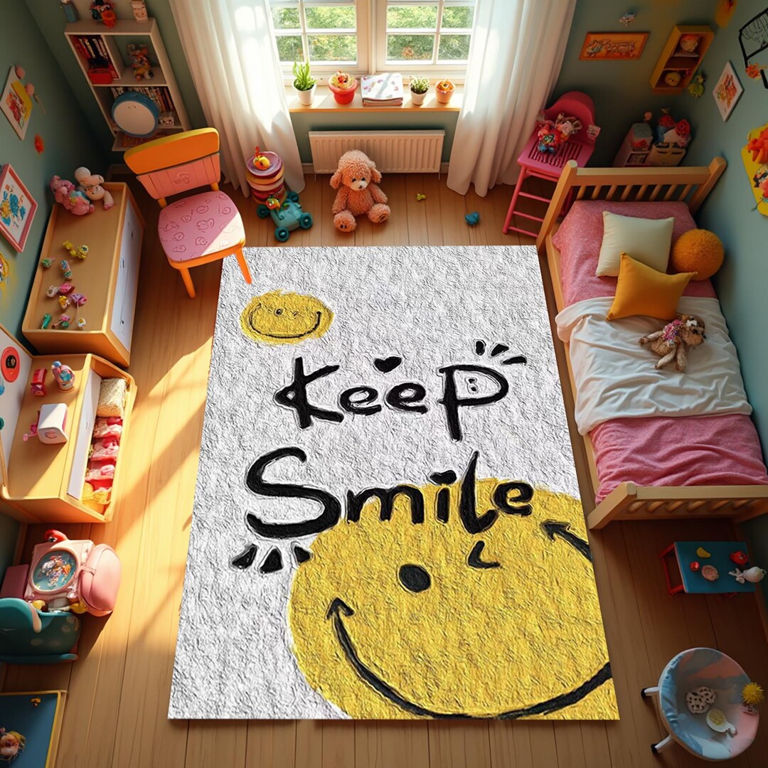 Smile Rug, Keep Smile Rug, Grafiti Rug, Home Decor, Happiness Rug ...