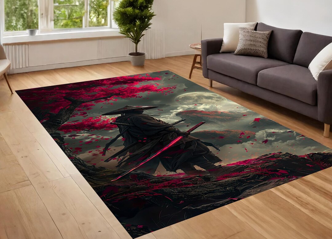 Samurai Rug, Japanese Themed Rug, Japanese Samurai Rug, Japanese ...