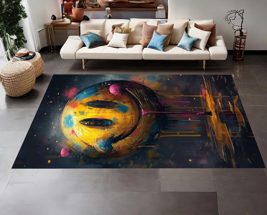 Smile Emoji Rug, Emoji Rug, Grafiti Rug, Smile Rug, Emoji Patterned Rug ...