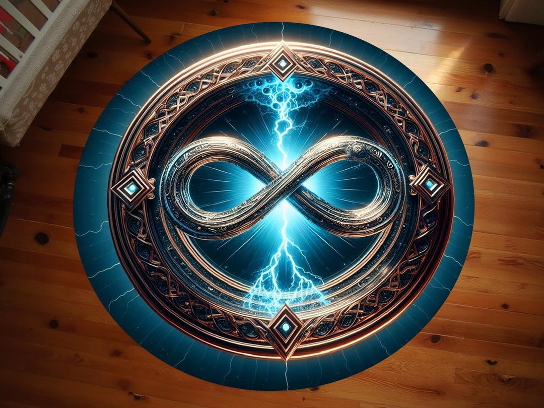 Infinity Symbol Patterned Rug, Asymmetric Round Rug, Salon Decor ...