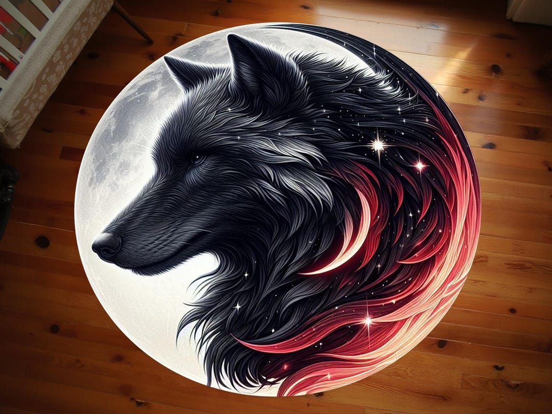 Wolf Rug, Wolf Round Rug, Animal Round Rug, Round Rug, Animal Patterned ...