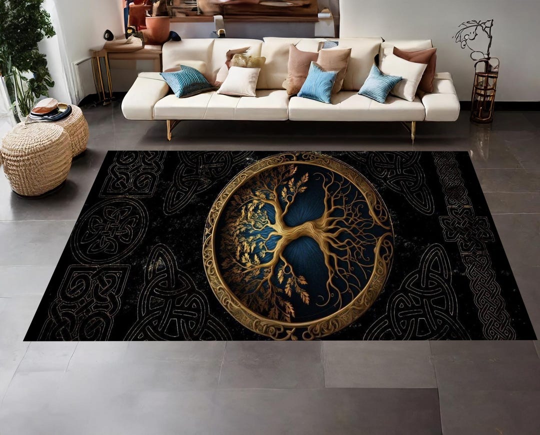 Tree of Life Rug, Viking Decor Rug, Scandinavian Rug, Norse Mythology ...