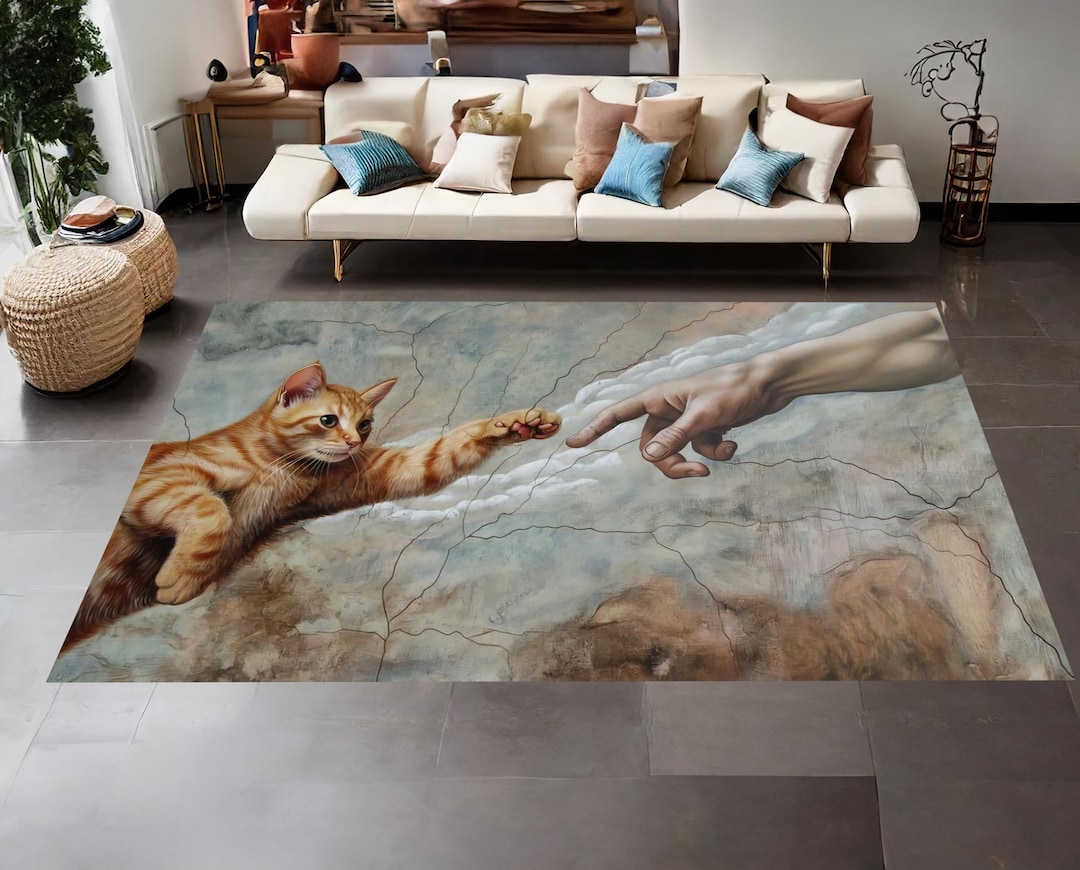 Cat Rug, Art Cat Rug, Cute Cat Rug, Art Painting Rug, Abstract Rug ...