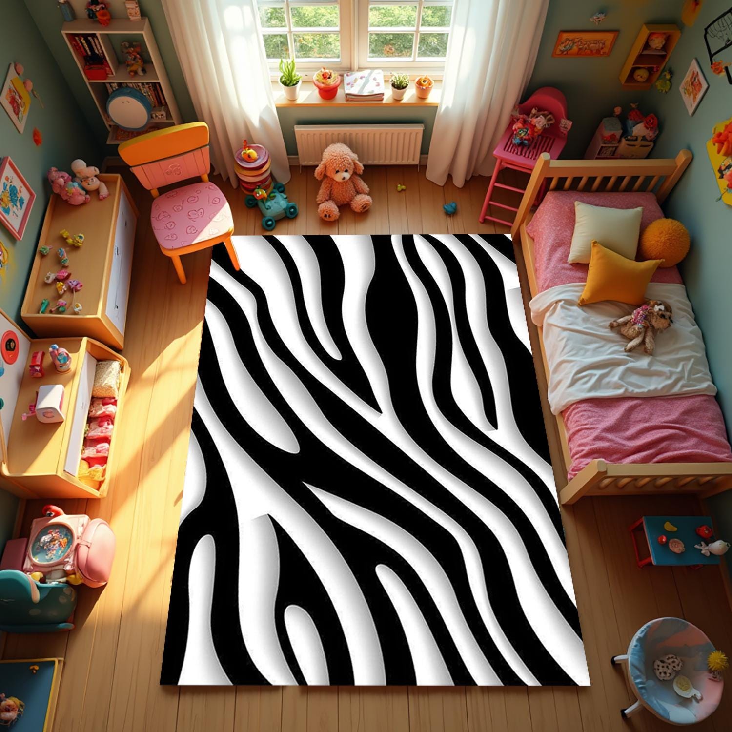 Zebra Rug, Zebra Pattern Rug, Zebra Skin Rug, Modern Art Rug, Kitchen ...