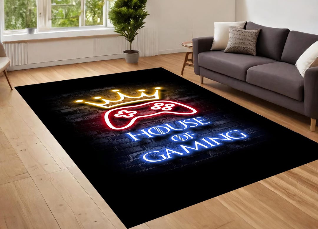 House of the Gaming, Popular İconic Rug, Teen Room Rug, Cool Rug ...