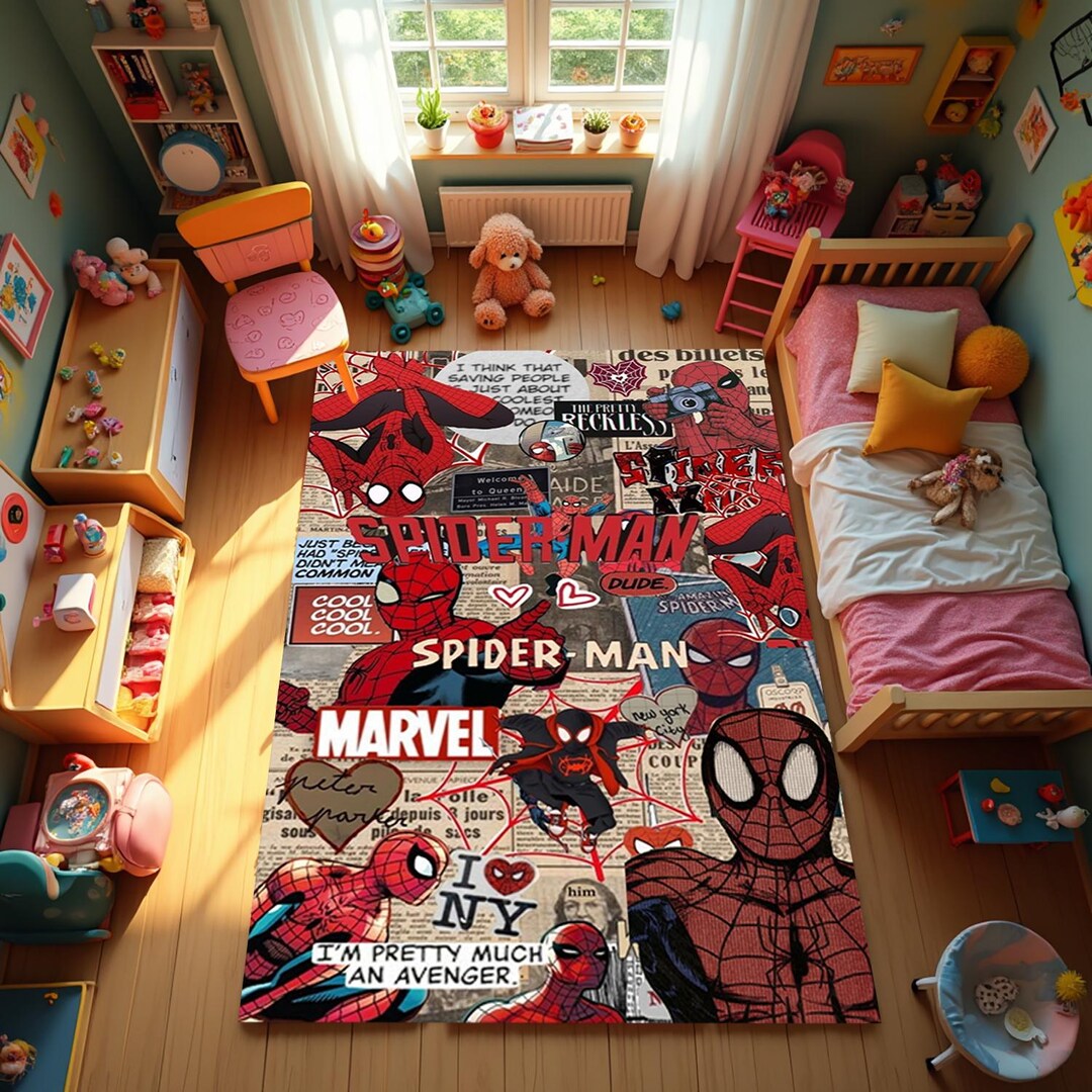 Spiderman Rug, Spiderman Comic Rug, Spiderman Poster Rug, Marvel Rug ...