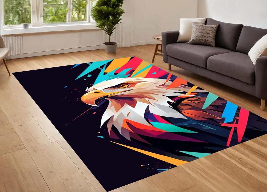 Eagle Rug, Colorful Eagle Rug, Area Rug, Rugs for Living Room, Animal ...