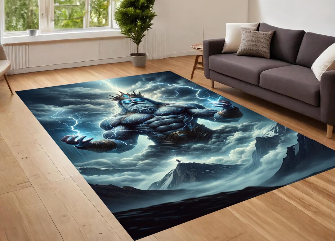 Zeus Rug, Sky and Thunder God Rug, King of the Gods Rug, Greek ...