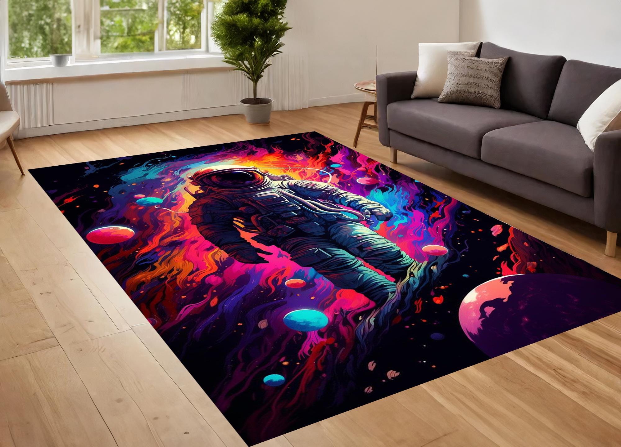 Astronaut Rug, Solar System Rug, Galaxy Area Rug, Astronomy Home Decor ...