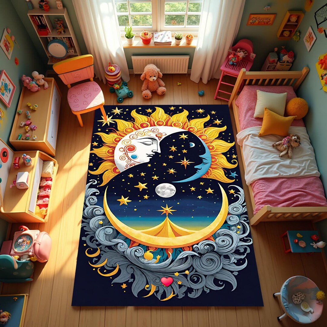 Sun- Moon Rug, Artistically Designed Rug, Modern Rug, Kids Room Rug ...