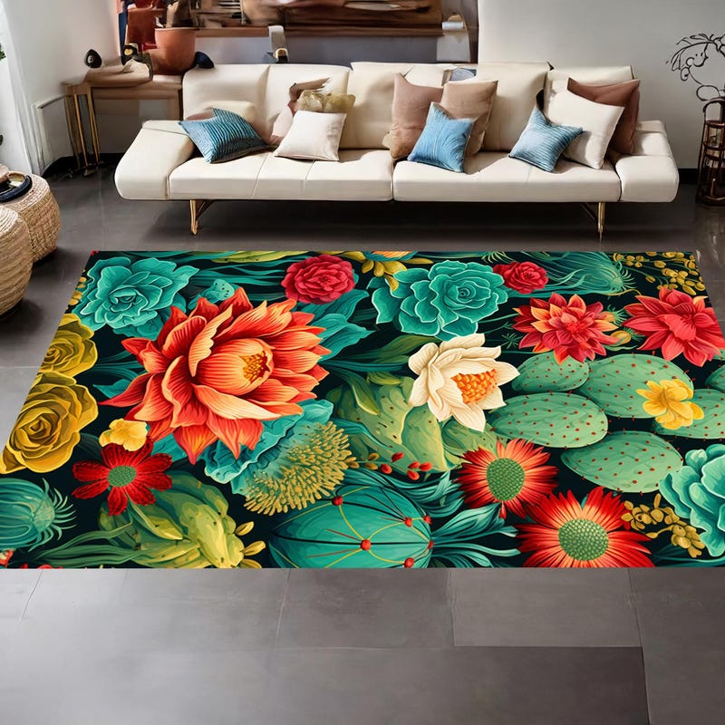 Botanical Rug - Etsy