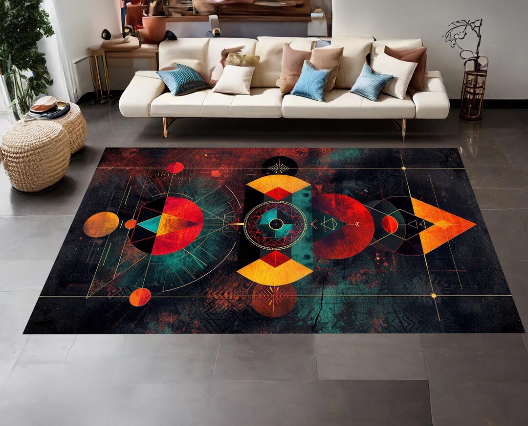 Cosmic Patterned Rug, Colorful Desing Carpet, Modern Rug, Abstract Rug ...