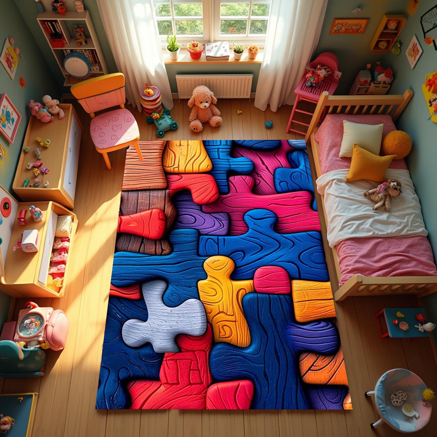 Puzzle Rug, Puzzle Piece Rug, Kitchen Rug, Puzzle Patterned Rug ...