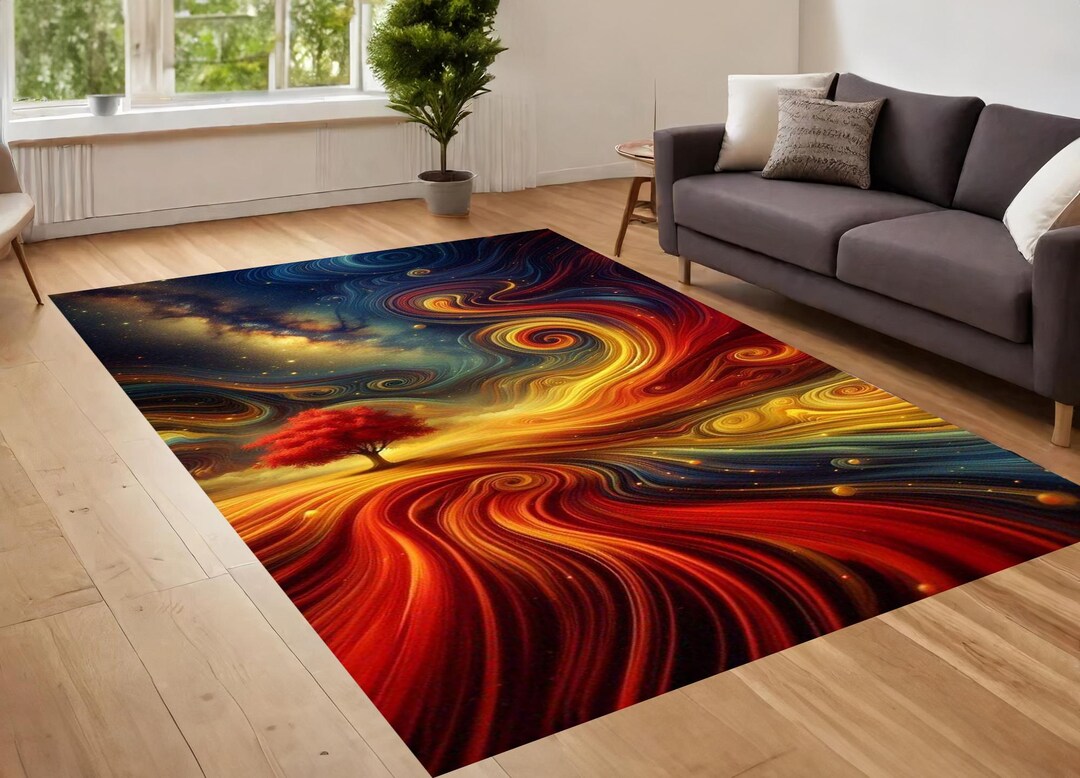 Landscape Rug, Artful Rug, Modern Art Rug, Kitchen Rug, Salon Decor ...