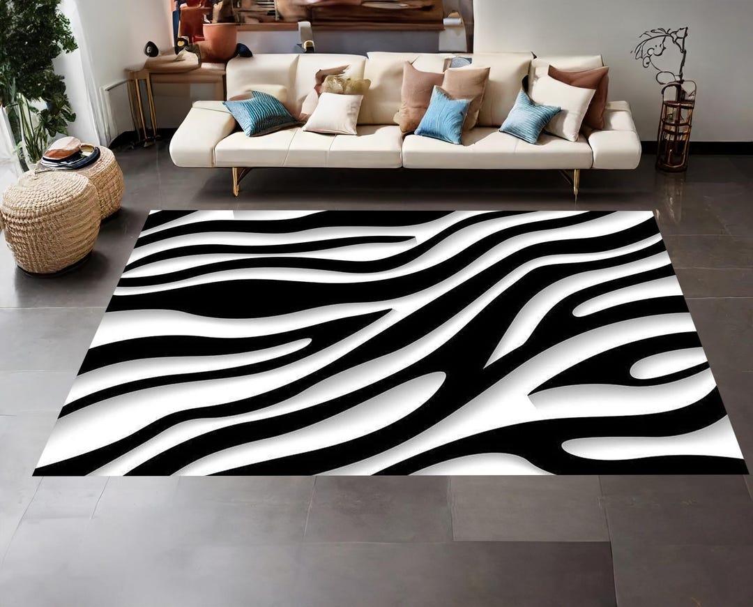 Zebra Rug, Zebra Pattern Rug, Zebra Skin Rug, Modern Art Rug, Kitchen ...