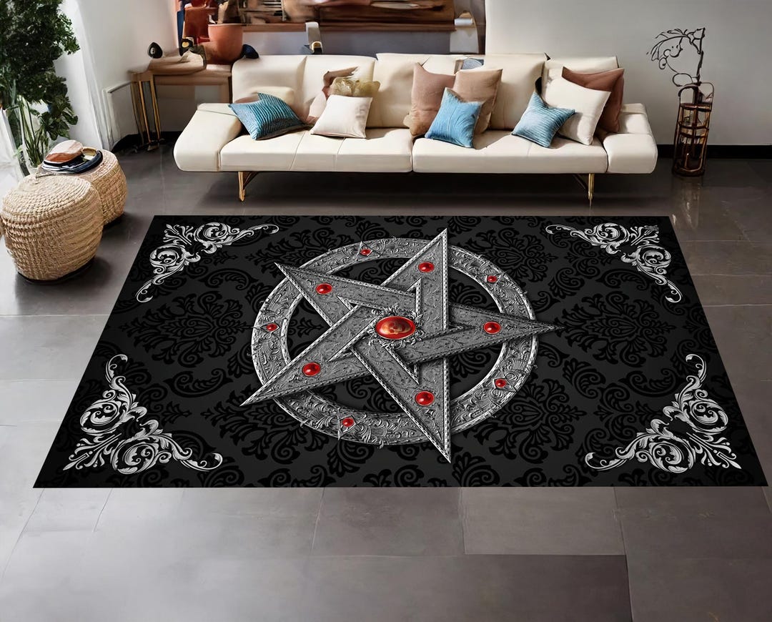 Pentagram Symbol Rug, Pentagram Design Rug, Gothic Rug, Home Decor ...