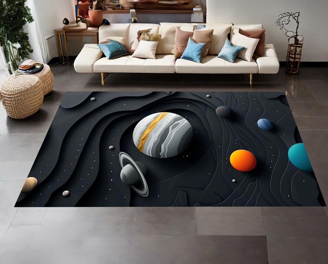 Solar System Rug, Galaxy Area Rug, Astronomy Home Decor, Rugs for Kids ...