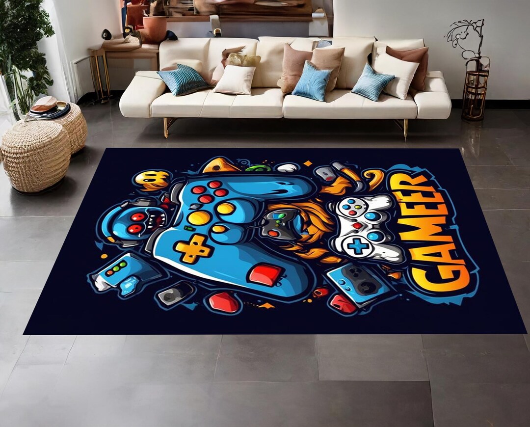 Gamer Rug, Popular İconic Rug, Teen Room Rug, Cool Rug, Washable Rug ...