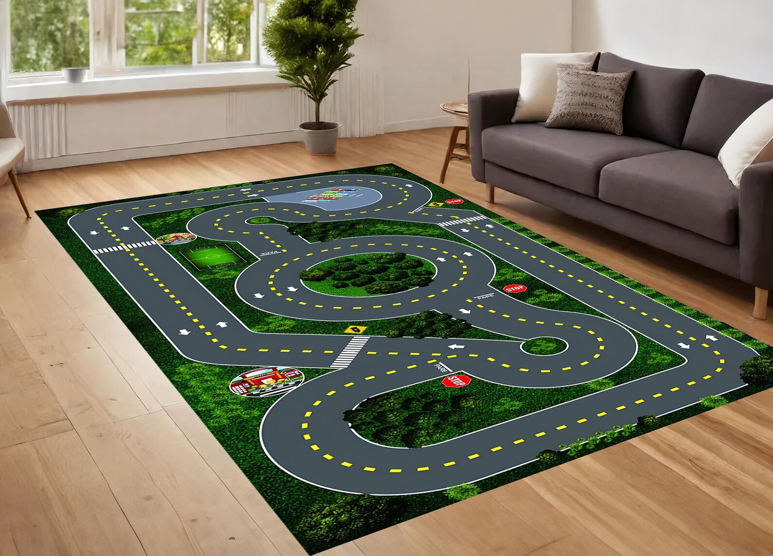 Race Track, Race Track Rug, Racing Car Rug, Rugs for Kids Room, Kids ...