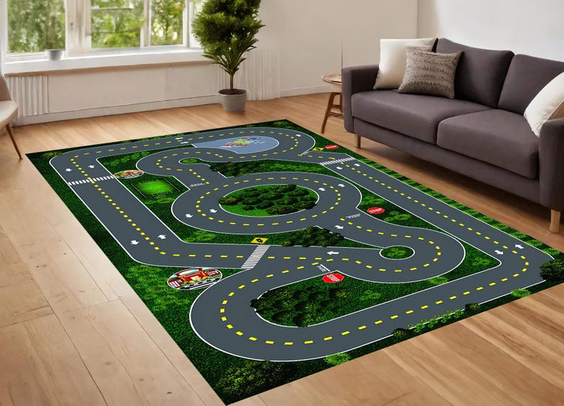 Race Track, Race Track Rug, Racing Car Rug, Rugs for Kids Room, Kids ...