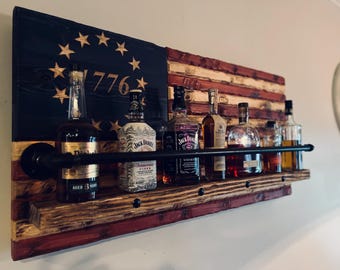 American Flag W/customizable Union, Bourbon Display Shelf, American ...