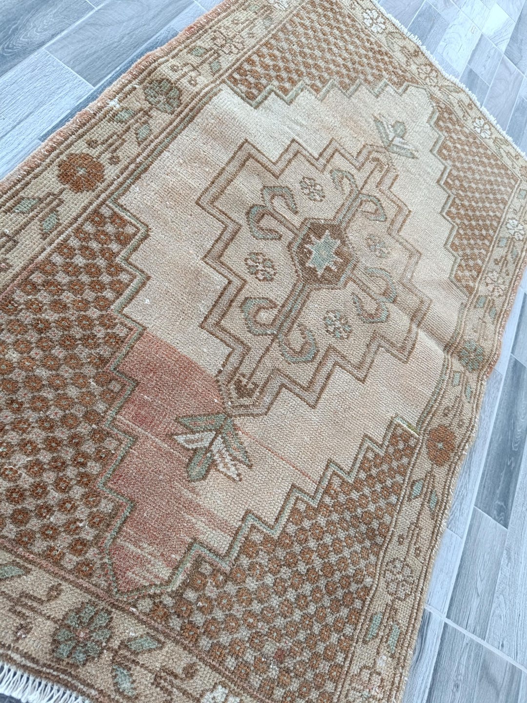 3x4 Rug Neutral Area Rug Oushak Rug, Turkish Rug, Vintage Rug, Faded ...