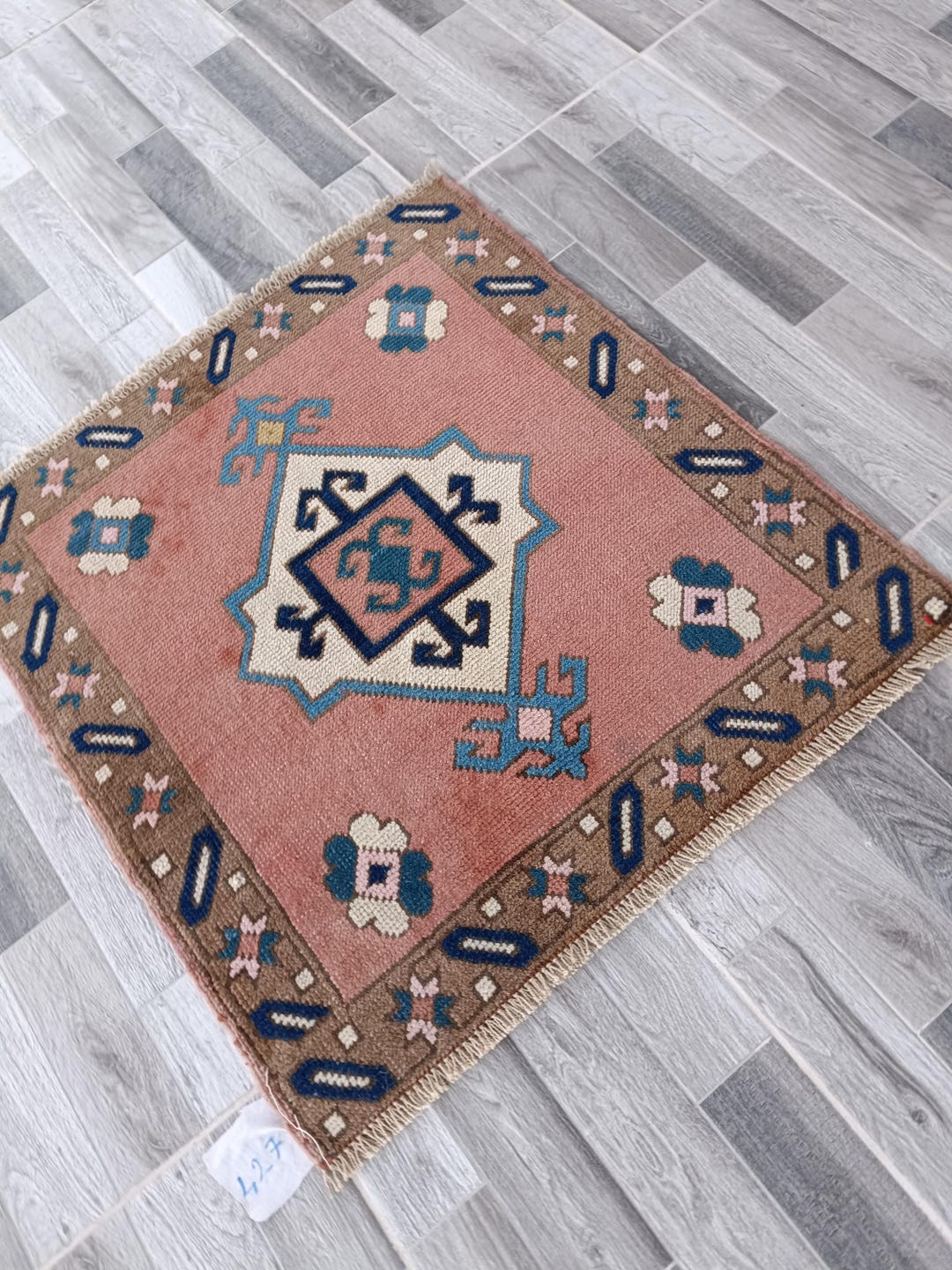 3x3 Rug Vintage Square Rug Pastel Rug Oushak Handmade Small Medium Rug ...